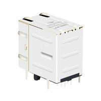 China LPJ17402AHNL 10/100 Base-T Tab UP Green/Yellow LED 2X1 Port Shielded RJ45 Female Connector With Integrated Magnetics for sale