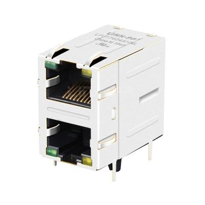 China YDS 82G-1407GYD2NL Compatible LINK-PP LPJ17404AHNL 10/100 Base-T 8p8c Green/Yellow LED 2x1 Port PoE+ Ethernet Jack RJ45 for sale