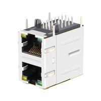 China LPJ17405AHNL 10/100 Base-T Tab Both Green/Yellow LED 2X1 Port RJ45 Magnetic Jack Connector for sale