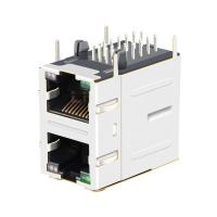 China 10/100/1000 Base-T Tab Up Green/Orange&Green LED 2X1 Port Cat6 Modular Connector RJ45 for sale