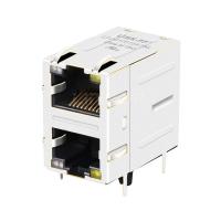 China LPJG17512AONL 10/100/1000 Base-T Tab Up Orange&Green/Yellow LED 2X1 Port 8P8C RJ45 Magnetic Jack for sale
