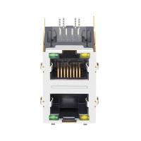 China LPJG17561AGNL 1000 Base-T 8P8C Shielded 2x1 Port RJ45 Female Connectors for sale