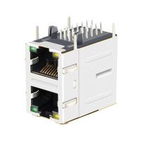 China LPJG17561AGNL 1000 Base-T 8P8C Shielded 2x1 Port RJ45 Female Connectors for sale
