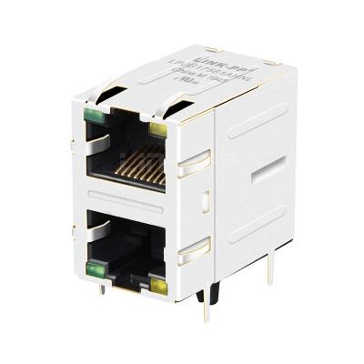 China LPJG17561AHNL 1000 Base-T 2x1 Port Modular RJ45 Connectors With Green/Yellow LED for sale