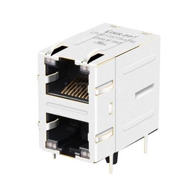 China LPJG17577A47NL 1000 Base-T 2x1 Port RJ45 Magnetic Modular Jacks Yellow&Green/Yellow&Green LED for sale