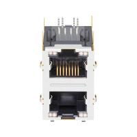 China LPJG17577A47NL 1000 Base-T 2x1 Port RJ45 Magnetic Modular Jacks Yellow&Green/Yellow&Green LED for sale