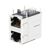 China LPJG17577A47NL 1000 Base-T 2x1 Port RJ45 Magnetic Modular Jacks Yellow&Green/Yellow&Green LED for sale