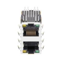China LPJ17633AENL 10/100 Base-T Tab Up Green/Yellow LED 2X1 Port Multi-port RJ45 Connector for sale