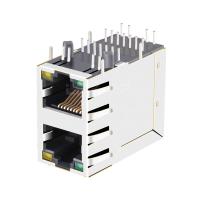 China LPJ17633AENL 10/100 Base-T Tab Up Green/Yellow LED 2X1 Port Multi-port RJ45 Connector for sale