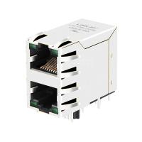 China LPJ17641AFNL 10/100 Base-T 2X1 Port Jack RJ45 Magnetics Connector Tab Up Green/Green LED for sale