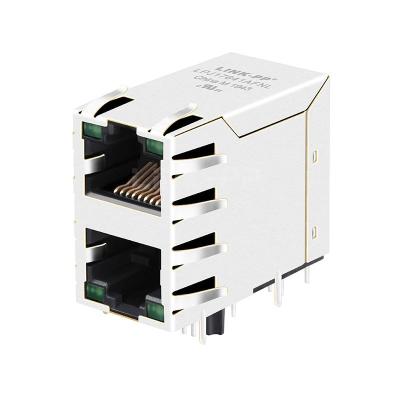 China LPJ17641AFNL 10/100 Base-T 2X1 Port Jack RJ45 Magnetics Connector Tab Up Green/Green LED for sale
