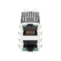 China LPJ17641AFNL 10/100 Base-T 2X1 Port Jack RJ45 Magnetics Connector Tab Up Green/Green LED for sale