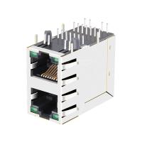 China LPJ17641AFNL 10/100 Base-T 2X1 Port Jack RJ45 Magnetics Connector Tab Up Green/Green LED for sale