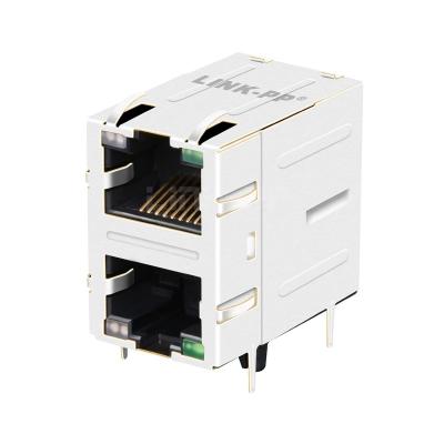 China Pulse JC0-1011NL Compatible LINK-PP LPJG17747A83NL 10/100/1000 Base-T 10p8c Green&Yellow/Green LED 2x1 Port RJ45 Network Connector for sale