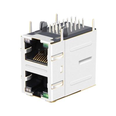 China 10/100/1000 Base-T Tab Both Green/Green&Yellow LED 2X1 Port 10P8C RJ45 Modular Connector for sale