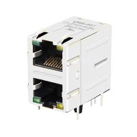 China LPJ17003-8AENL 10/100 Base-T 8p8c Green/Yellow LED 2x1 Port RJ45 Female Connector for sale