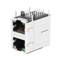 China LPJG17561A30NL 100/1000 Base-T Tab Both Green/Green&Yellow LED 2X1 Port 10P8C RJ45 Connector for sale