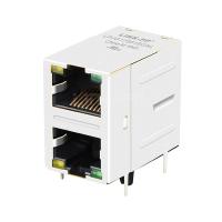 China LPJG17561BGNL 100/1000 Base-T Yellow/Green LED 2X1 Port RJ45 Female Connectors for sale