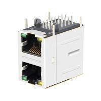 China LPJG17561BGNL 100/1000 Base-T Yellow/Green LED 2X1 Port RJ45 Female Connectors for sale