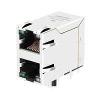 China LPJG17102A96NL 100/1000 Base-T 2x1 Port Magjack RJ45 Connector With Green/Yellow&Green LED for sale