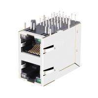 China LPJG17102A96NL 100/1000 Base-T 2x1 Port Magjack RJ45 Connector With Green/Yellow&Green LED for sale