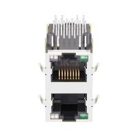 China LPJG17102A96NL 100/1000 Base-T 2x1 Port Magjack RJ45 Connector With Green/Yellow&Green LED for sale