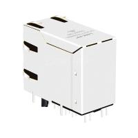 China LPJG17102A96NL 100/1000 Base-T 2x1 Port Magjack RJ45 Connector With Green/Yellow&Green LED for sale