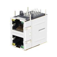 China LPJ17402AENL 10/100 Base-T 2X1 Port RJ45 Magnetic Jack Tab Both Green/Yellow LED for sale