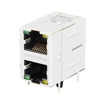 China LPJM17012BHNL 10G Base-T 2X1 Port RJ45 Female Connector With Integrated Magnetics Green/Yellow LED for sale