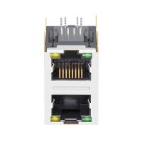 China LPJM17012BHNL 10G Base-T 2X1 Port RJ45 Female Connector With Integrated Magnetics Green/Yellow LED for sale