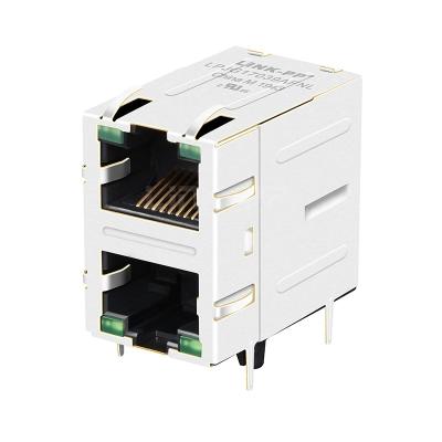 China LPJG17039AFNL 1000 Base-T 2X1 Port RJ45 Jack Ethernet Connector Green/Green LED for sale