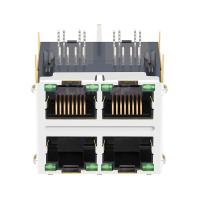 China Belfuse XMH-2216D3042-1 Compatible LINK-PP LPJ27434AFNL 10/100 Base-T  Green/Yellow Led  2x2 Port  RJ45 Modular Jack for sale