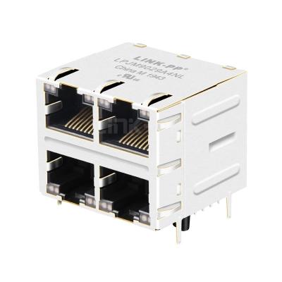 China LPJM9029A4NL 10G Base-T 2x2 Port RJ45 Ethernet MagJacks Green&Yellow/Green&Yellow LED for sale