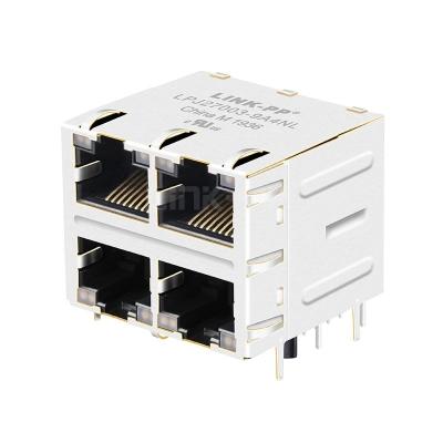 China LPJ27003-9A4NL 10/100 Base-T Tab Up Green&Yellow/Green&Yellow LED 2X2 Port RJ45 Connector for sale