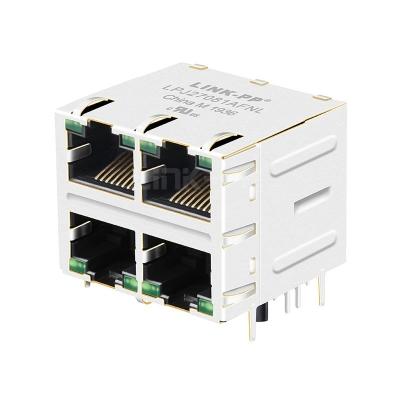 China LPJ27081AFNL 10/100 Base-T Tab Up Green/Green LED 2X2 Port RJ45 Female Connector for sale