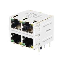 China LPJG27020AENL 1000 Base-T 2x2 Port 8P8C RJ45 Magnetics Modular Jack Green/Yellow LED for sale