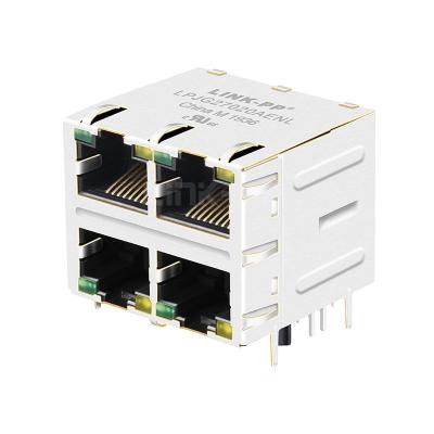 China LPJG27020AENL 1000 Base-T 2x2 Port 8P8C RJ45 Magnetics Modular Jack Green/Yellow LED for sale