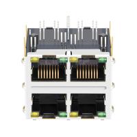 China LPJG27020AENL 1000 Base-T 2x2 Port 8P8C RJ45 Magnetics Modular Jack Green/Yellow LED for sale