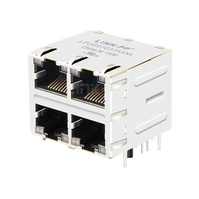 China LPJG27037A4NL 1000 Base-T 2x2 Port RJ45 Magnetic Jacks Green&Yellow/Green&Yellow LED for sale