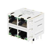 China LPJG27037AFNL 1000 Base-T 2x2 Port Modular Jack Stacked RJ45 Connector Green/Green LED for sale