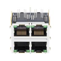 China LPJG27037AFNL 1000 Base-T 2x2 Port Modular Jack Stacked RJ45 Connector Green/Green LED for sale