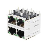 China LPJG27037AFNL 1000 Base-T 2x2 Port Modular Jack Stacked RJ45 Connector Green/Green LED for sale