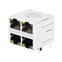 China LPJ27434-8BGNL 10/100 Base-T Tab Up Yellow/Green LED 2X2 Port Shielded Modular Jack RJ45 Female Connector for sale