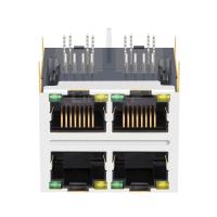 China LPJ27434-8BGNL 10/100 Base-T Tab Up Yellow/Green LED 2X2 Port Shielded Modular Jack RJ45 Female Connector for sale