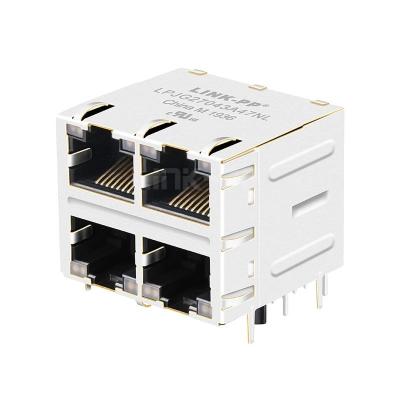 China Belfuse 0895-2C2R-FM Compatible LINK-PP LPJG27043A47NL 10/100/1000 Base-T  Yellow&Green/Yellow&Green LED 2x2 Port PoE+ Cat6 Modular Jack for sale