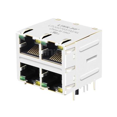 China LPJG27037AENL 1000 Base-T 2x2 Port RJ45 Gigabit Magnetic Jacks Green/Yellow LED for sale