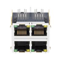 China LPJG27561AGNL 2x2 Port Jacks RJ45 Connector 1000 Base-T With Integrated Magnetics Yellow/Green LED Leds for sale