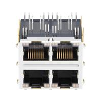 China Pulse JXC0-0351NL Compatible LINK-PP LPJG27747A4NL 100/1000 Base-T Green&Yellow/Green&Yellow Led 2x2 Port Stacked RJ45 Connectors for sale