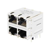 China Belfuse 0879-2C2R-54 Compatible LINK-PP LPJG27037A4NL 100/1000 Base-T G&Y/G&Y Led 2x2 Port Panel Mount RJ45 Female Connector for sale