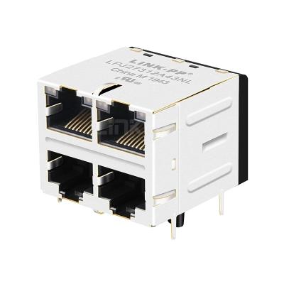 China LPJ27312A43NL 10/100 Base-T 8p8c Green&Yellow/Green&Yellow LED 2x2 Port RJ45 Network Connector for sale